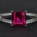 Silver Ruby Ring Square Cut Red Ruby Engagement Ring Promise - Etsy
