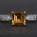 Square Cut Citrine Ring Yellow Stone Ring Yellow Crystal Ring November ...