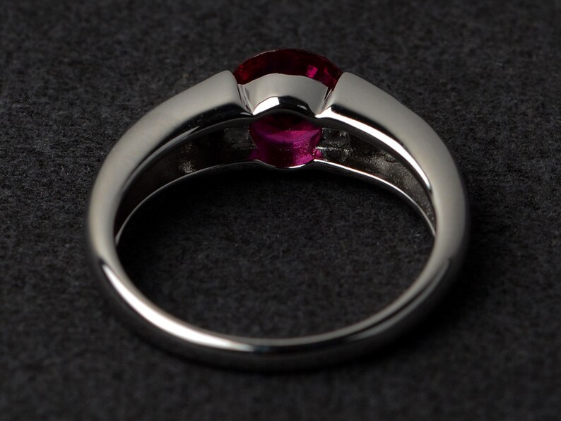 Ruby Ring Red Ruby Engagement Ring Silver Round Cut Gemstone - Etsy