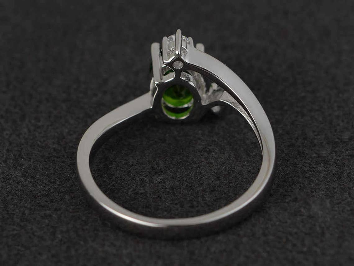 Chrome Diopside Ring Oval Diopside Engagement Ring Promise | Etsy