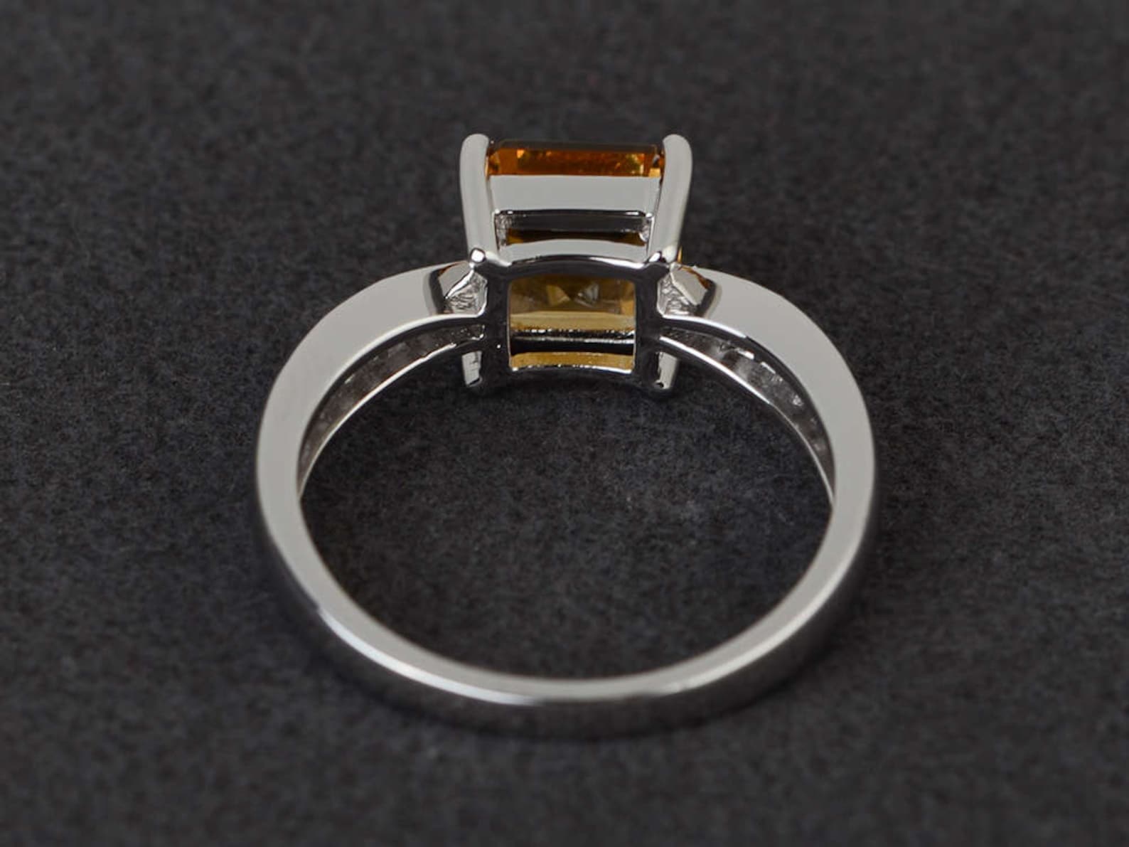 Square Cut Citrine Ring Yellow Stone Ring Yellow Crystal Ring - Etsy