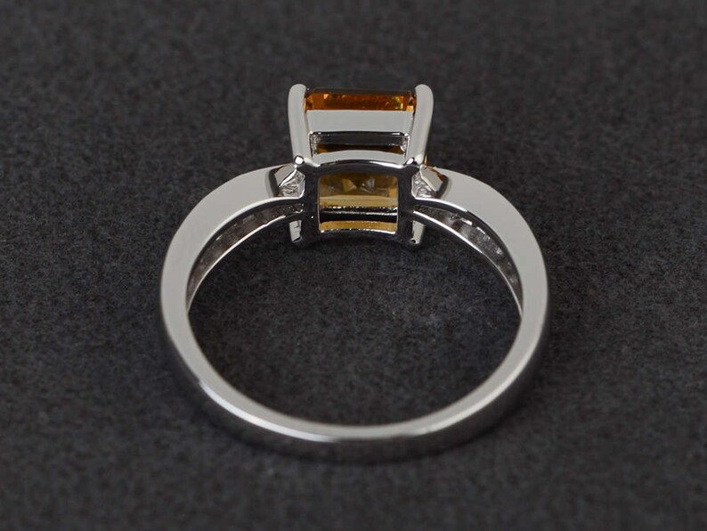 Square Cut Citrine Ring Yellow Stone Ring Yellow Crystal Ring - Etsy