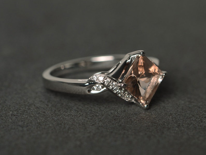 Morganite Engagement Ring Pink Ring Princess Cut Morganite - Etsy