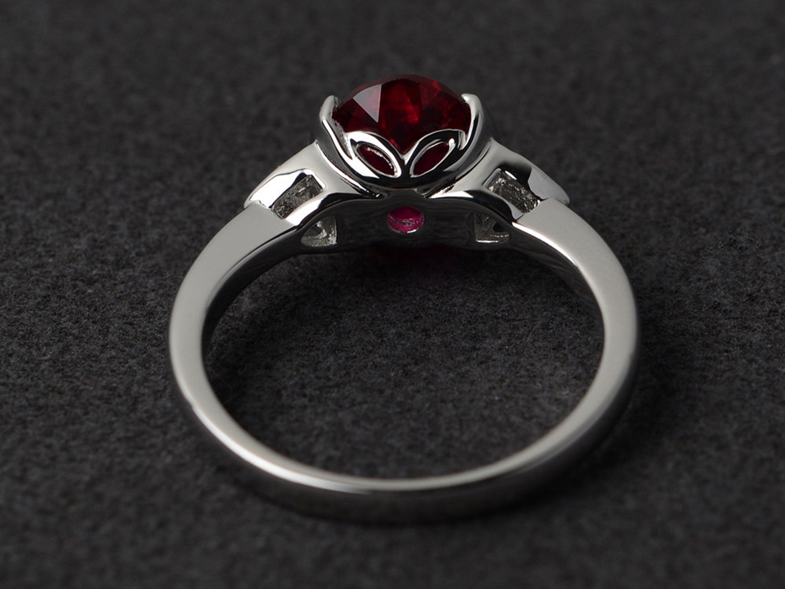 Red Ruby Ring Oval Cut Silver Ring Red Gemstone July - Etsy