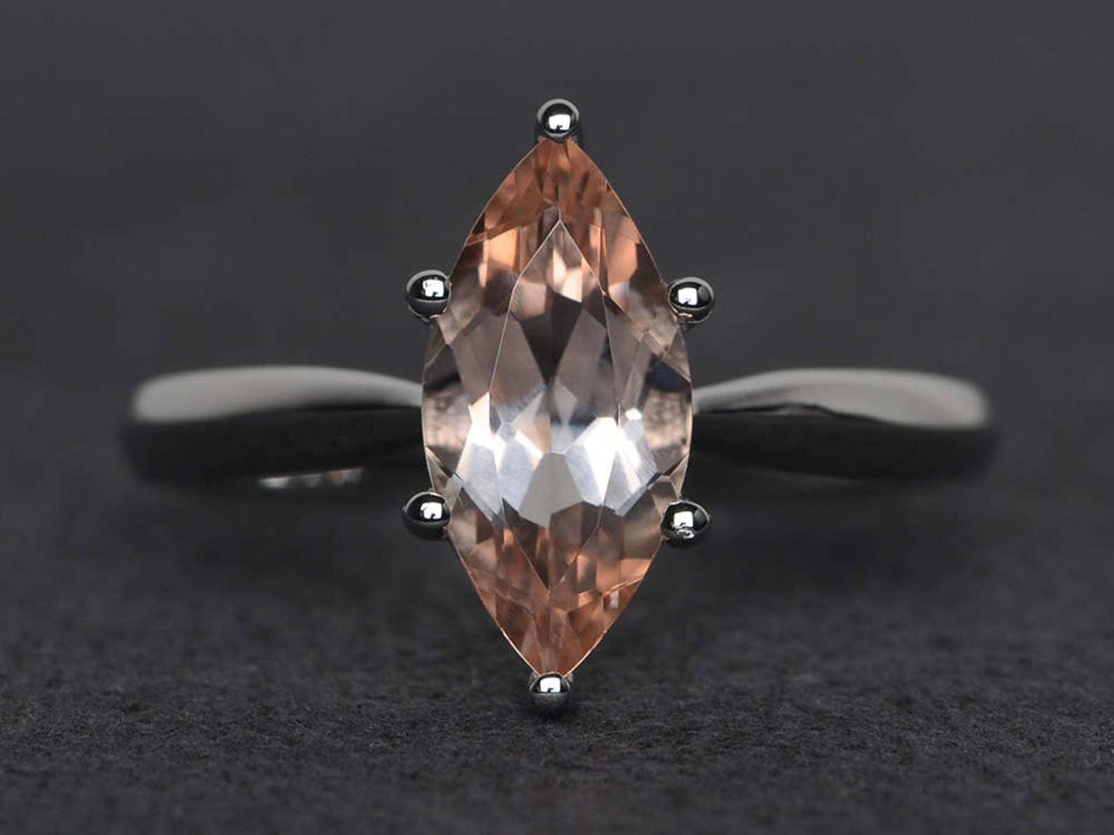 Morganite Engagement Ring Marquise Cut Pink Gemstone Sterling - Etsy