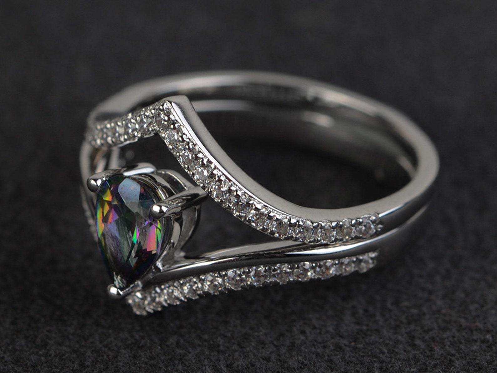 Mystic Topaz Ring Set Rainbow Mystic Topaz Silver Gemstone - Etsy