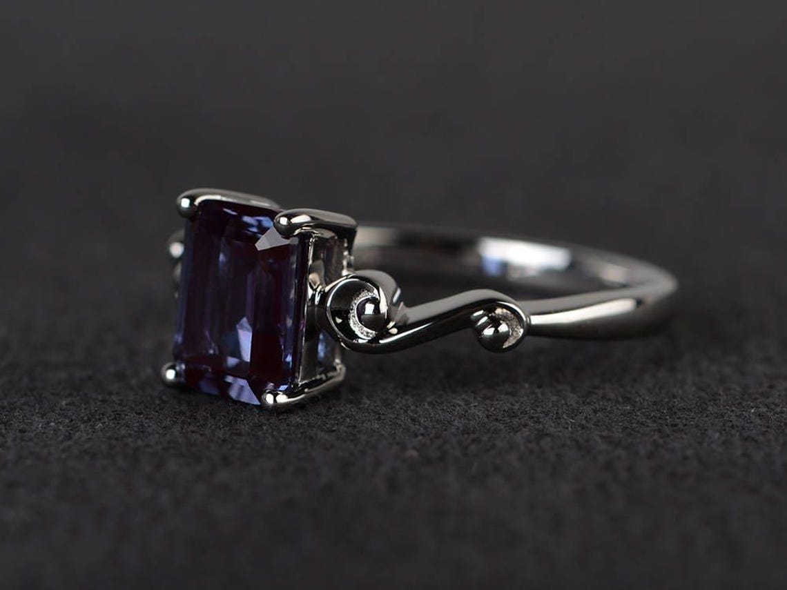 Alexandrite Ring Promise Ring June Birthstone Color Changing Gems ...
