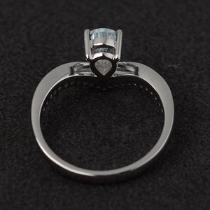 Aquamarine Ring Set Water Drop Shape Gemstone Rings Aquamarine ...