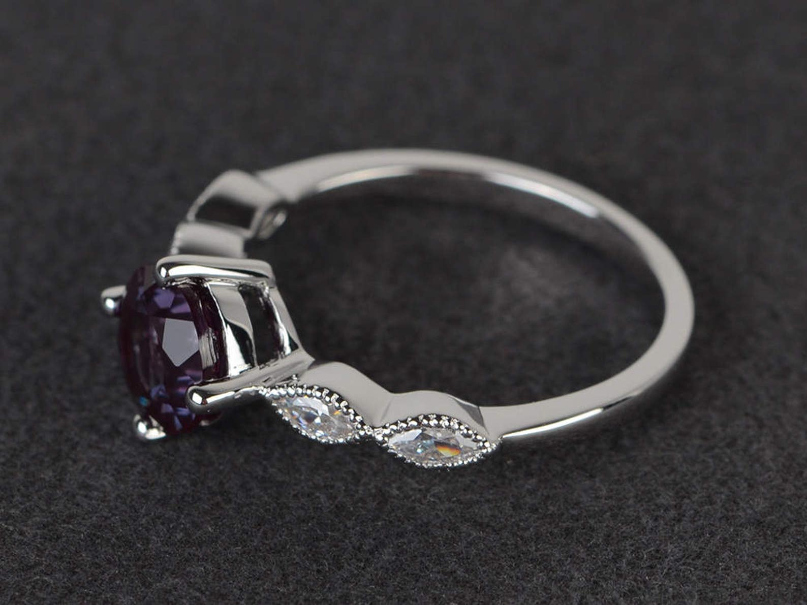 Alexandrite Ring Solitaire Ring Round Cut Engagement Ring - Etsy