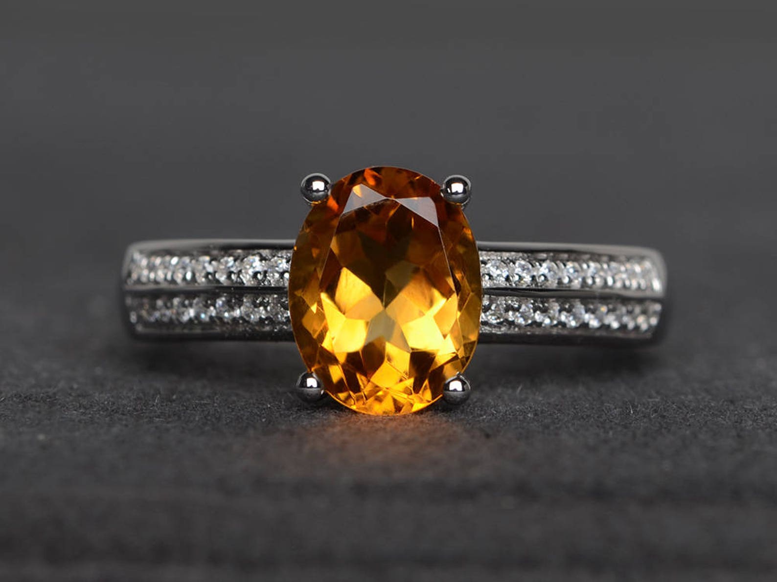 Wedding Ring Natural Yellow Citrine Ring Oval Cut Gemstone - Etsy