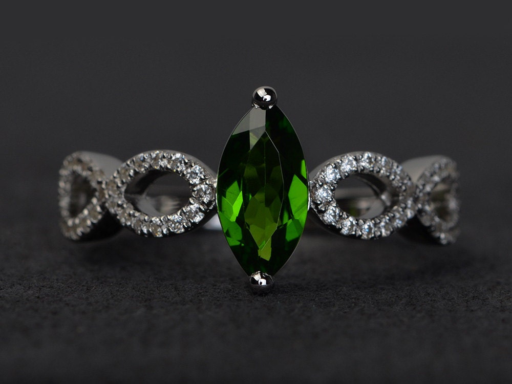 Diopside ring women gemstone rings chrome diopside engagement | Etsy