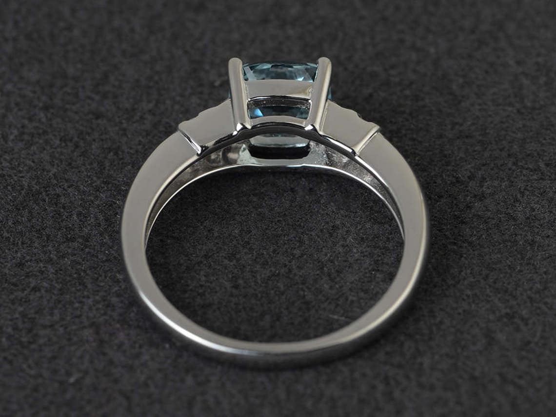 Aquamarine ring cushion cut engagement ring aquamarine | Etsy