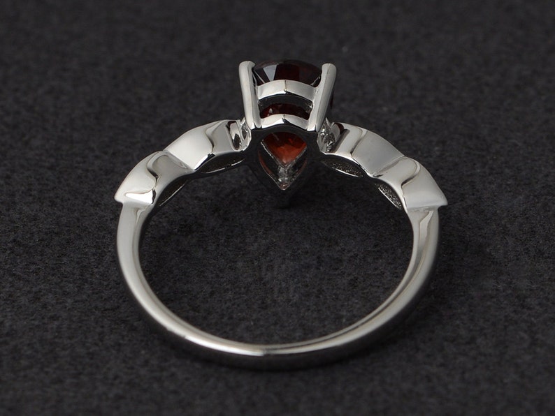 Garnet Ring Engagement Rings Garnet Promise Ring Silver Pear | Etsy Canada