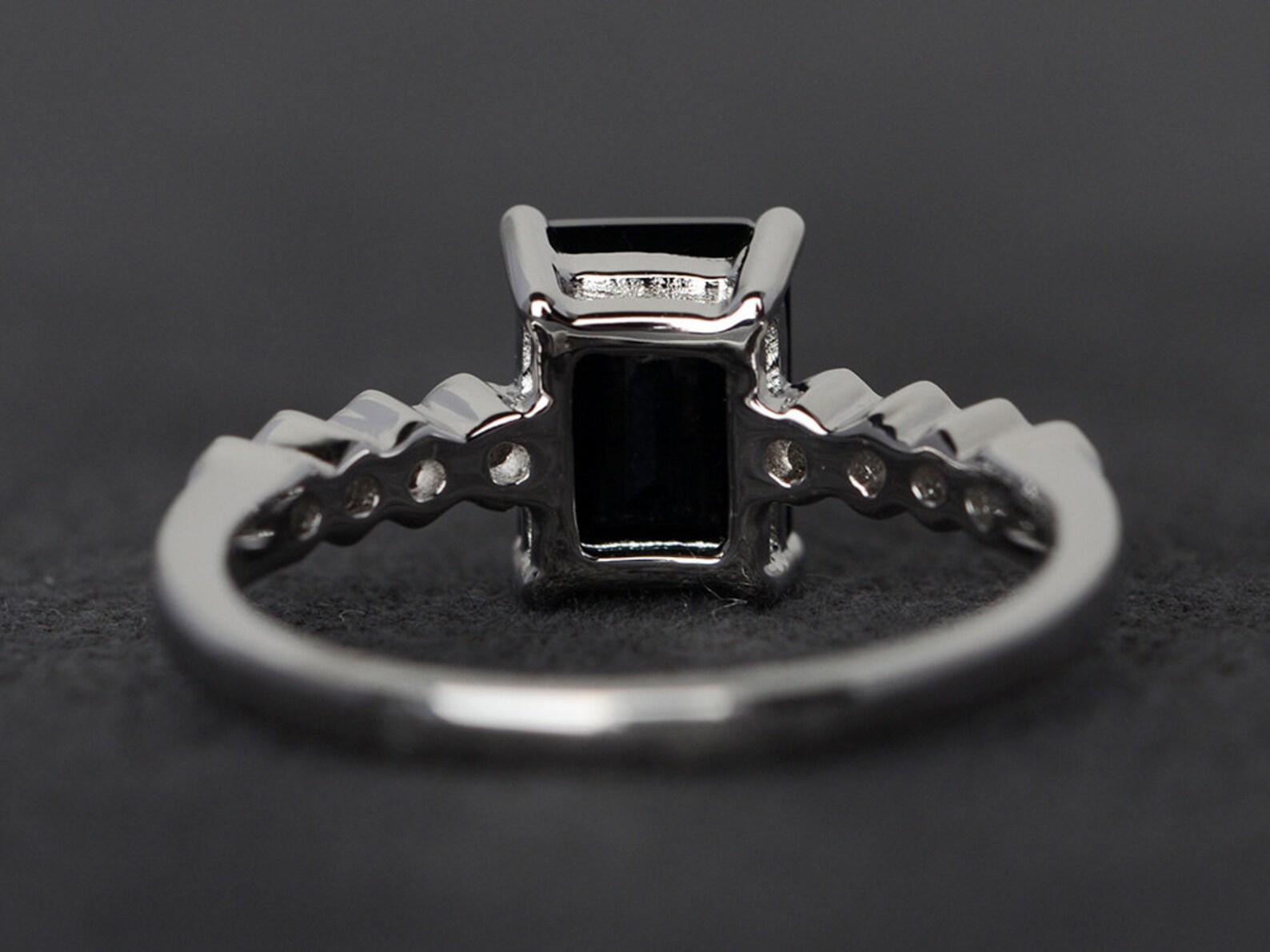 Black Spinel Ring Black Gemstone Ring Sterling Silver Emerald - Etsy