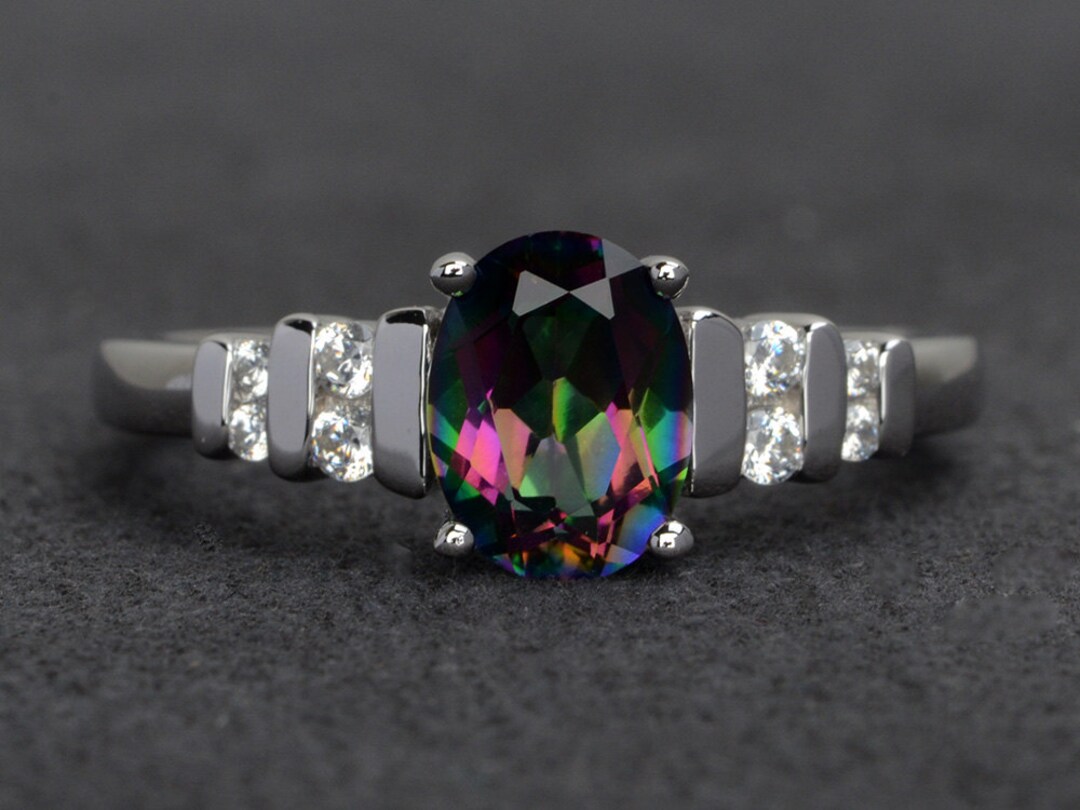 Mystic Topaz Ring Rainbow Mystic Topaz Ring Engagement Ring Promise ...
