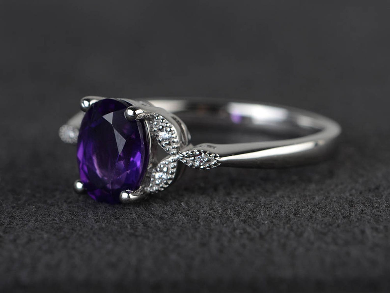 Natural Amethyst Ring Promise Ring February Birthstone | Etsy