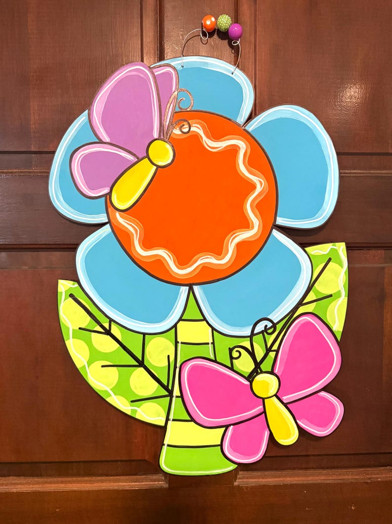 Large Wooden Boho Flower Door Hanger - Etsy