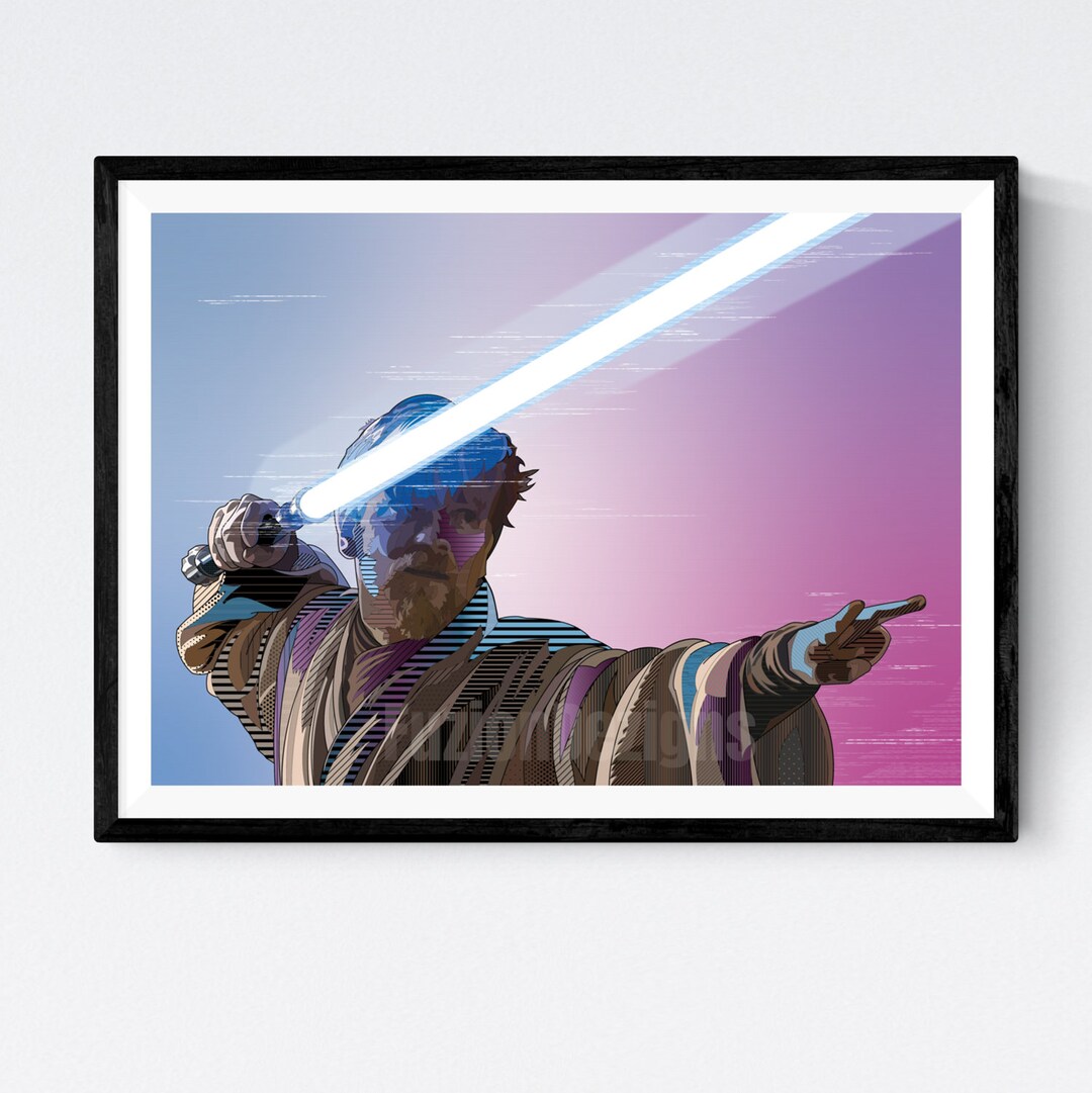 Obi Wan Kenobi, Lightsaber, Fight Pose, Art Print - Etsy