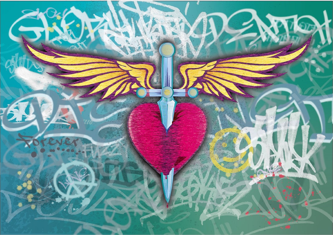 Heart With Dagger And Wings