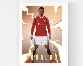 Manchester United Cristiano Ronaldo Name & Number Poster Print Art - Etsy