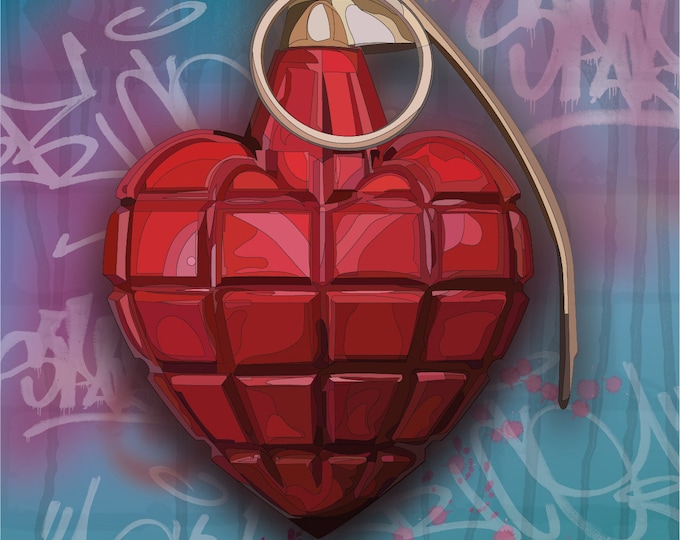 Heart Grenade, Graffiti Style, Digital Art Print - Etsy