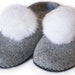 Furry Women Slippers Fuzzy Grey Felted Wool House White Black - Etsy