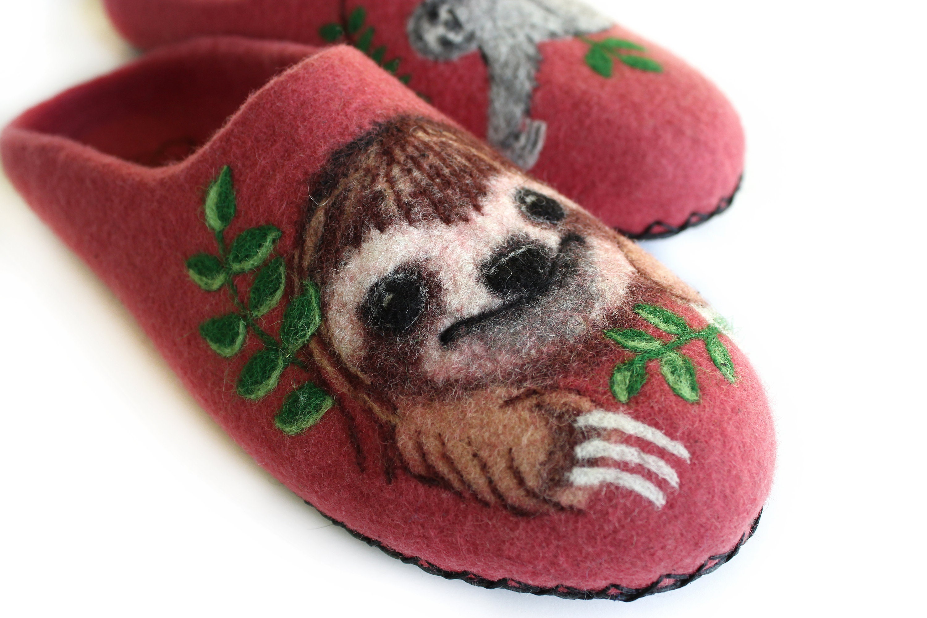 Sloth Felted Slippers Wool Coral House Shoes Svg Ornament Painting ...