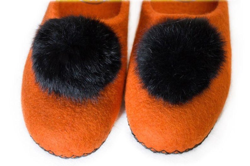 Orange Flat Shoes Minimalist Felt Indoor Felted Fuzzy Fluffy - Etsy