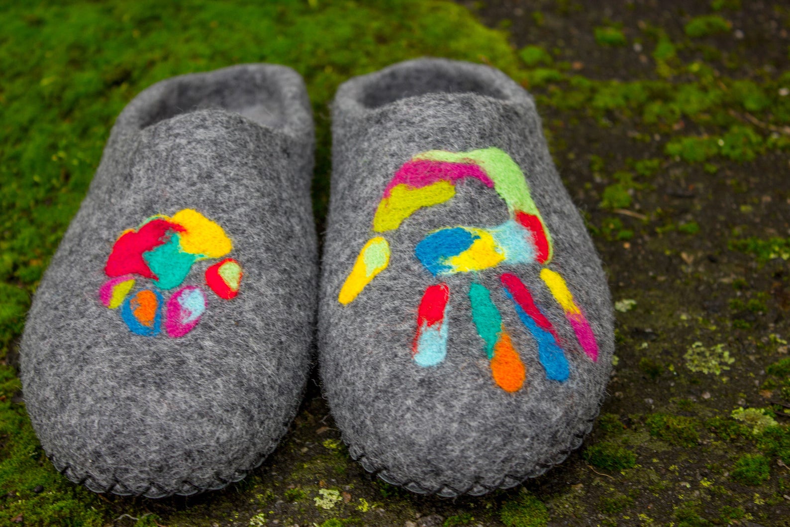 Animal Lover Gift Felt Slippers Pet Cat Dog Lover Gift Men Gray Felted ...