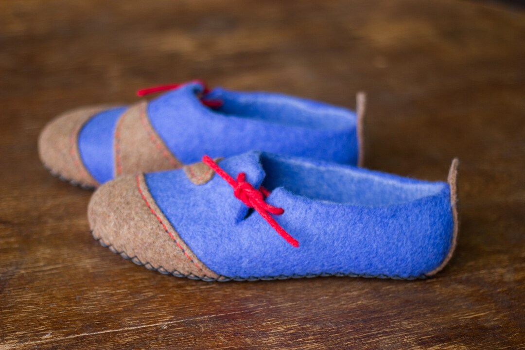 Blue Women Felted Slippers Boho Natural Rustic Home Mothers Day ...