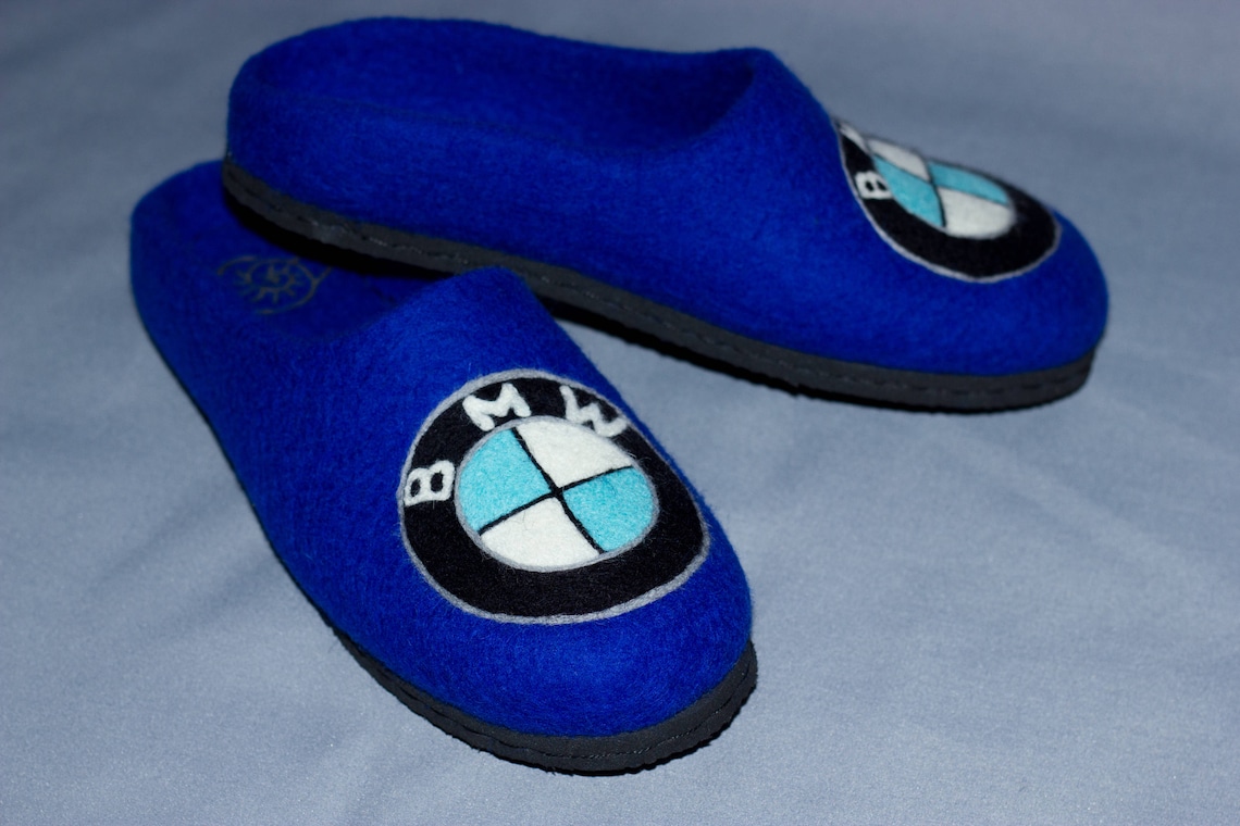 BMW Gift Set Blue Felted Shoes Man Wool Slippers Kit Driver - Etsy