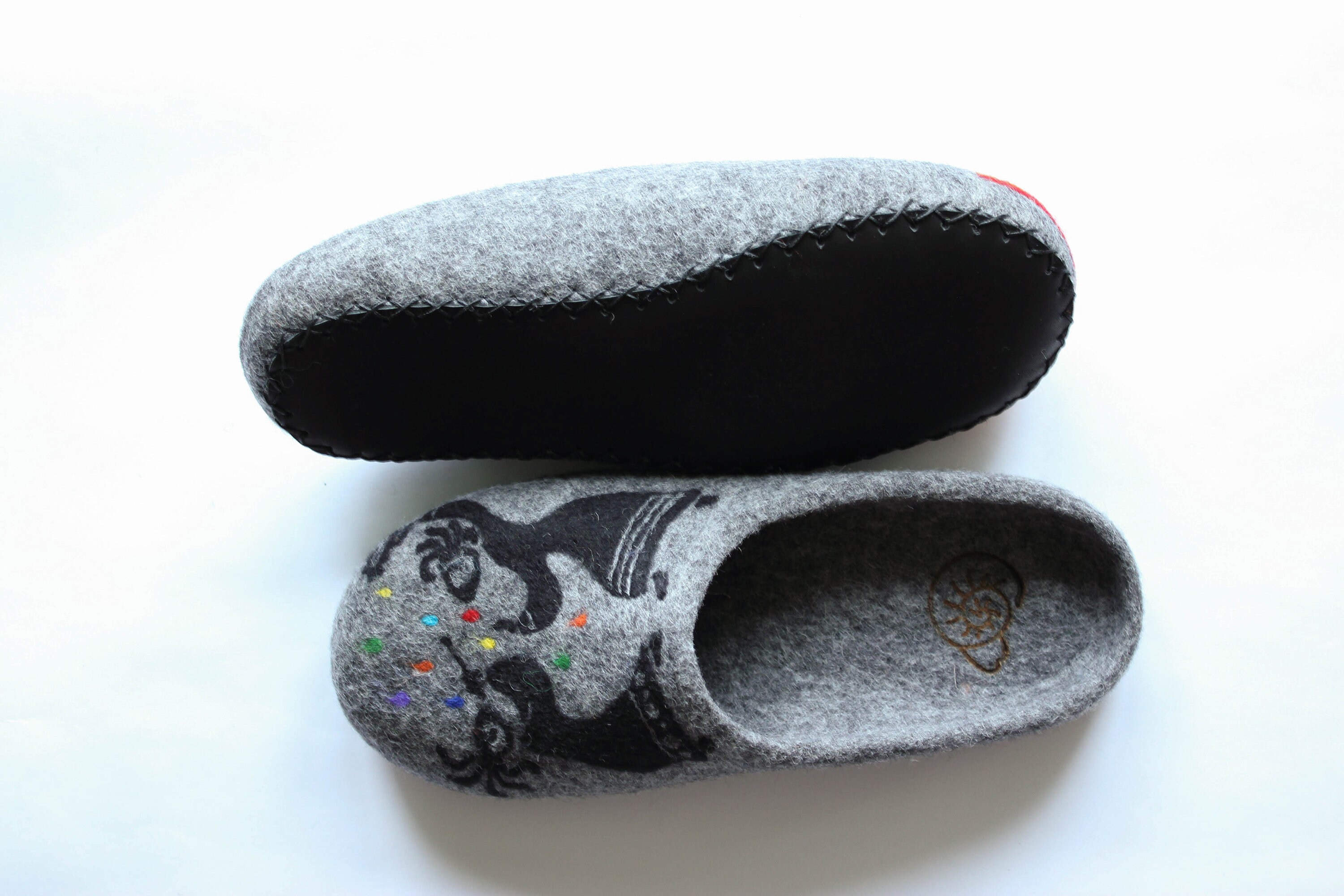 Kokopelli Tribal Felted Slippers Woman Man Indian Native American Shoes ...