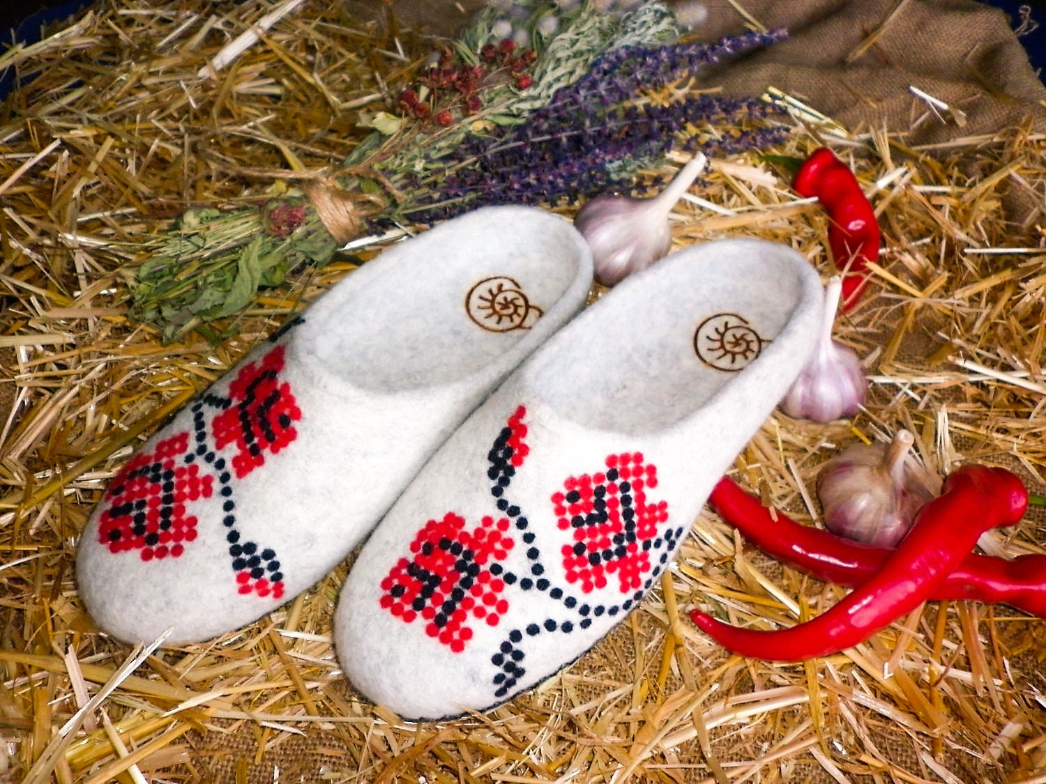 Women Boho Slippers Traditional Gift Folk Rustic Wool Felted - Etsy