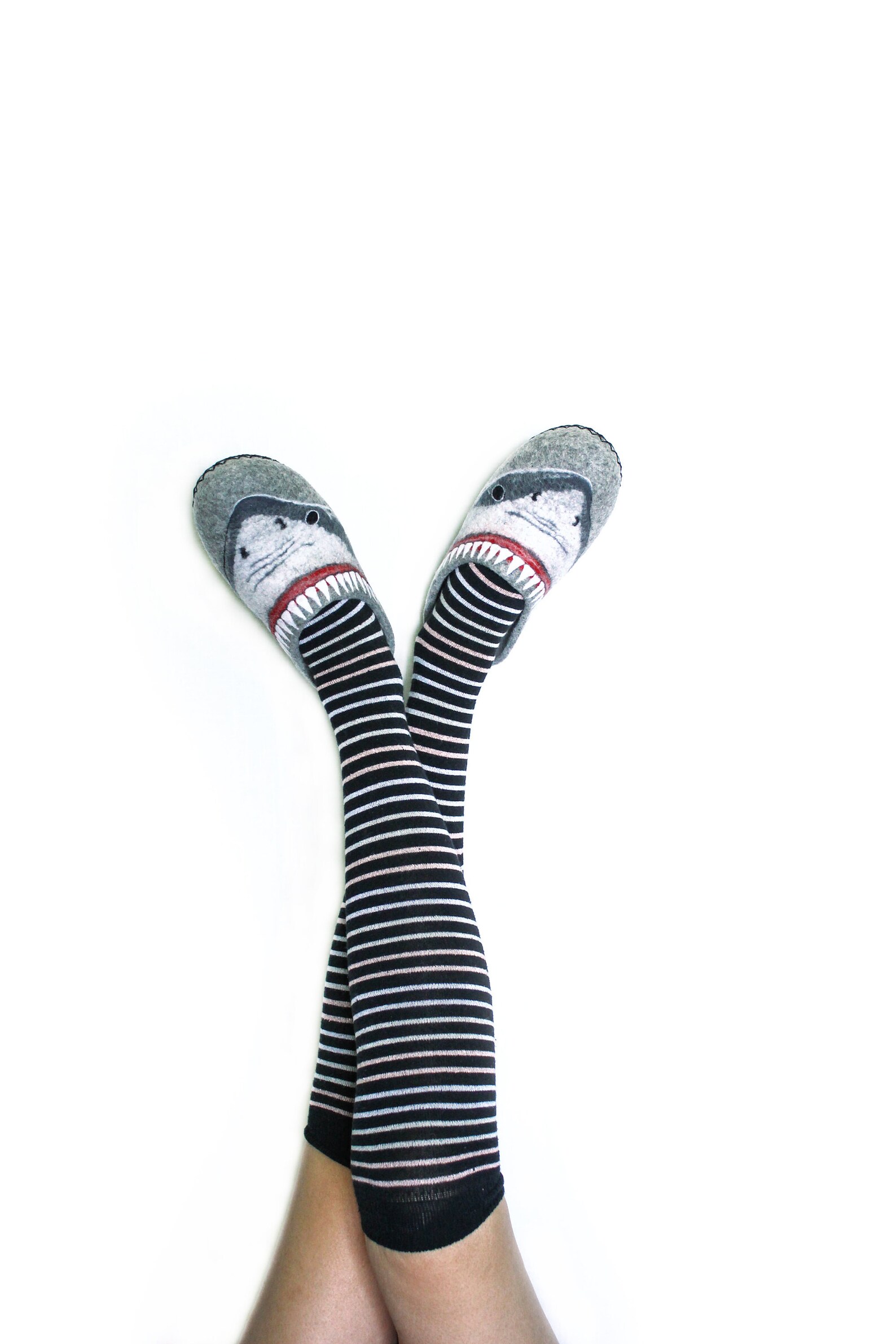 Shark Felted Women Slippers Organic Wool Housewarming Gift Fisherman ...