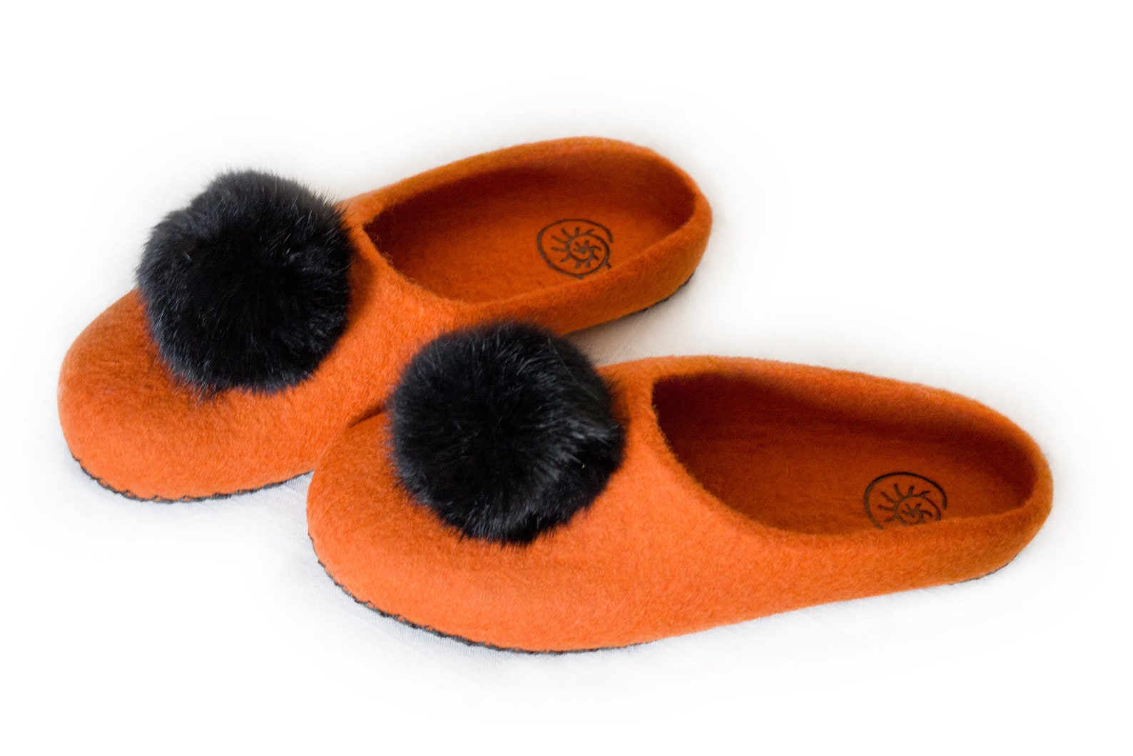 Orange Flat Shoes Minimalist Felt Indoor Felted Fuzzy Fluffy - Etsy