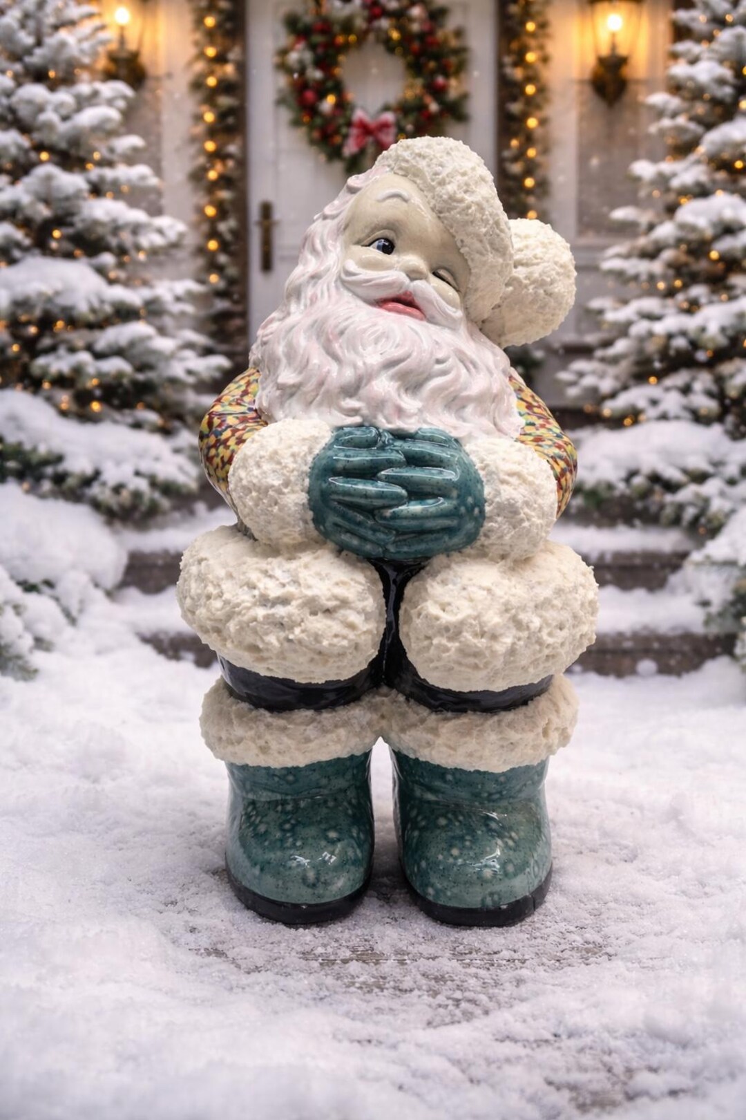 19” Retro Ceramic Winking Santa – Vintage-style Christmas Decor With ...