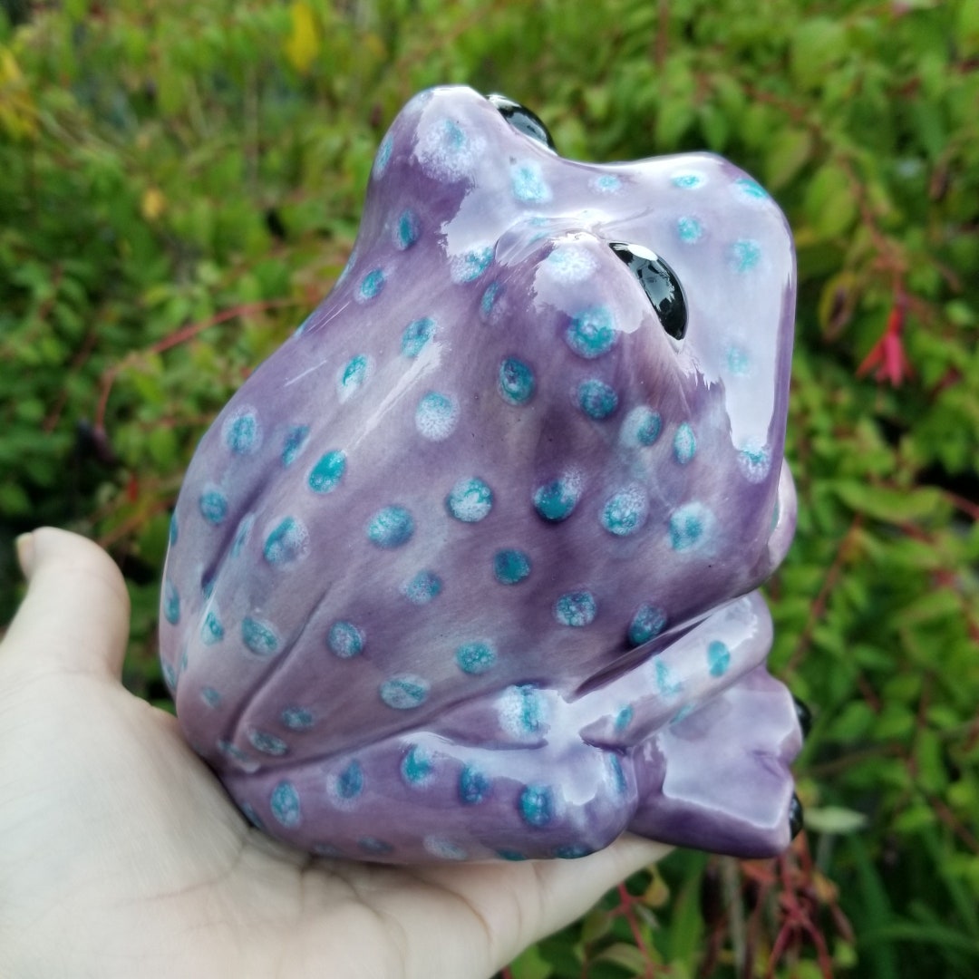 Retro Ceramic Purple Spotted Sink Frog Scrubby Sponge Holder - Etsy
