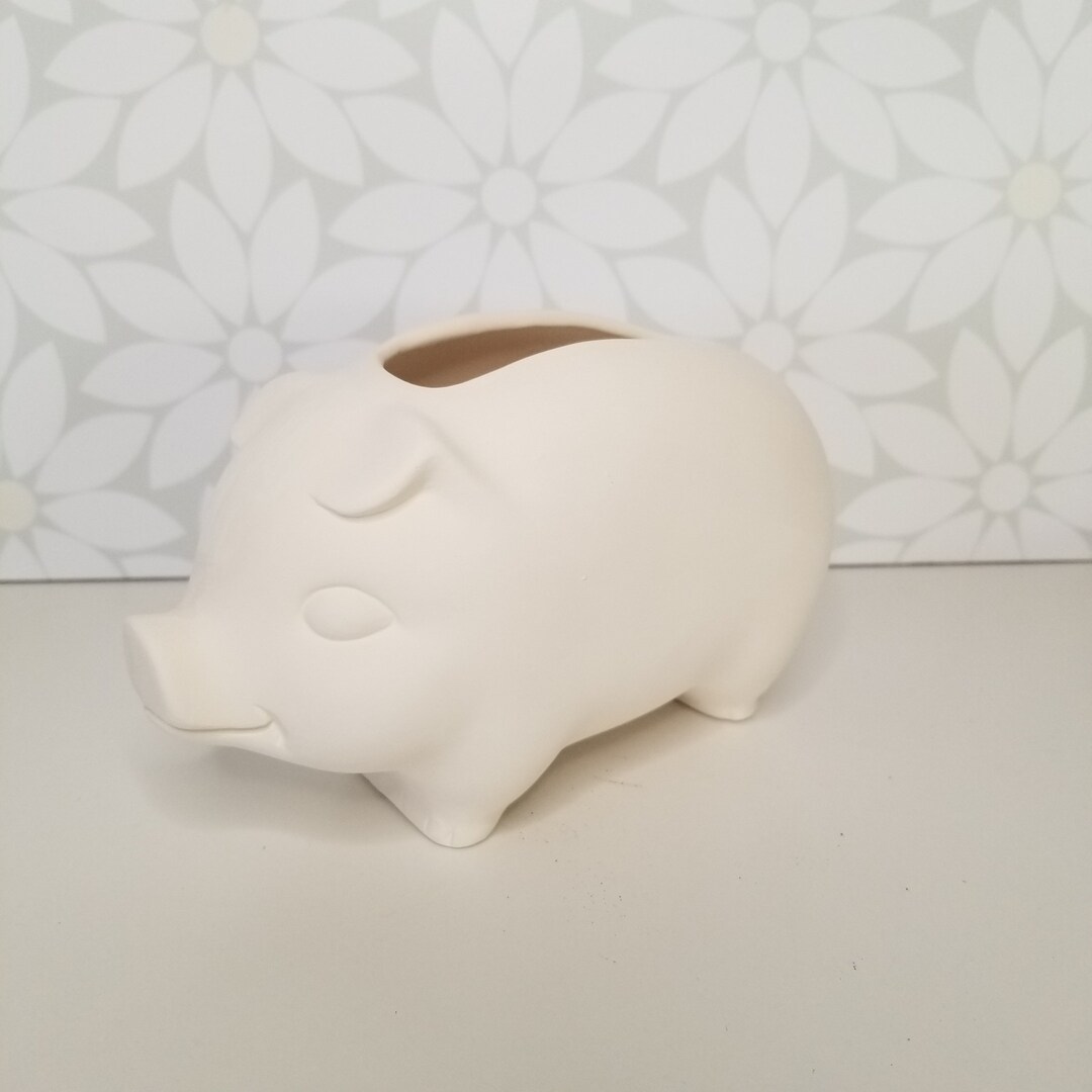 BISQUE - Ready to Paint - Piggy Sponge Holder, Planter, Change Holder ...