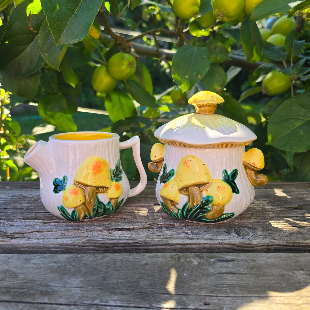 3 Piece Retro Arnel's Mushroom Cream & Sugar Set With Lid - Etsy