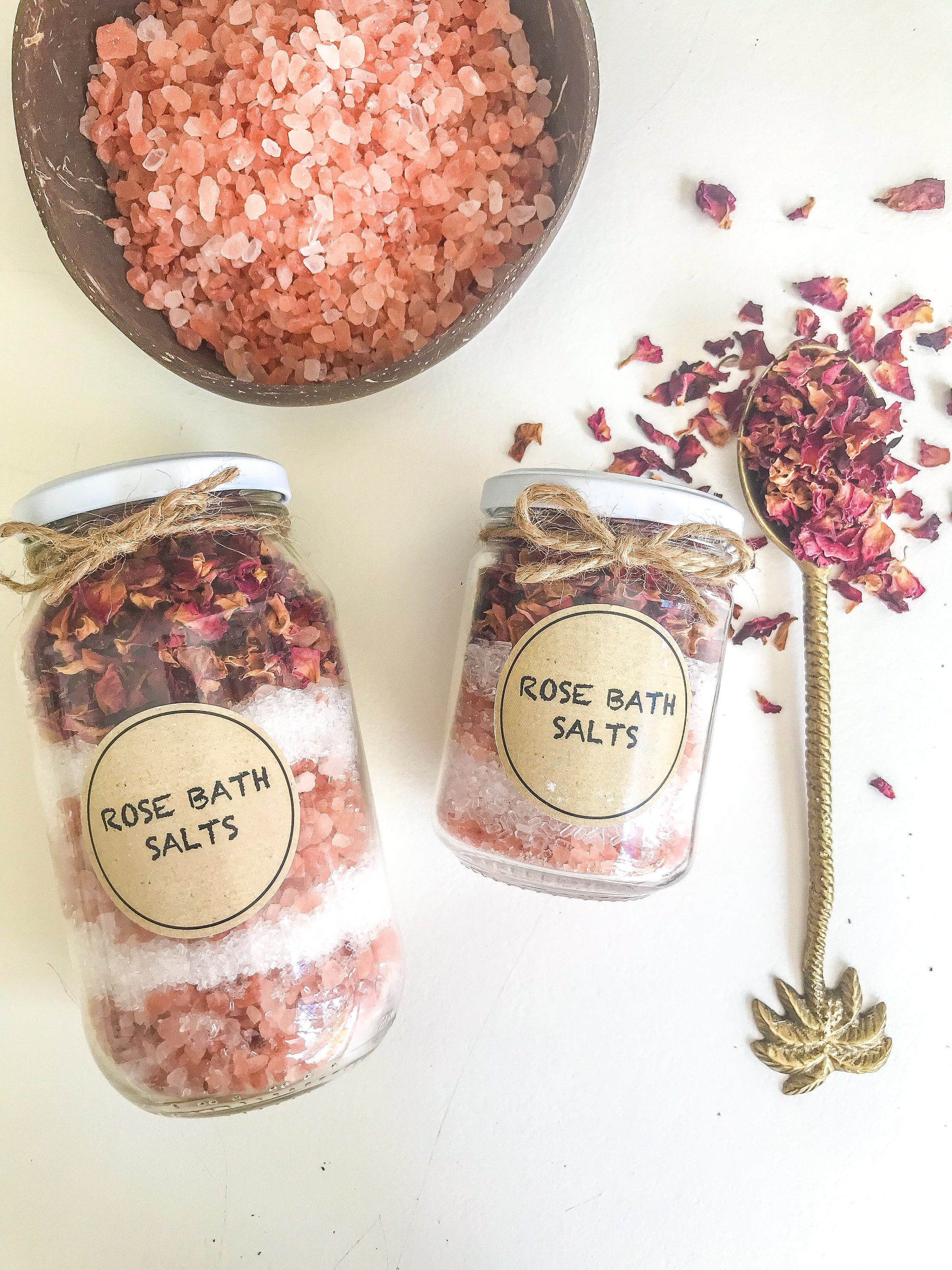 Rose Bath Salts with Gift Box Organic Rose Petals Natural | Etsy