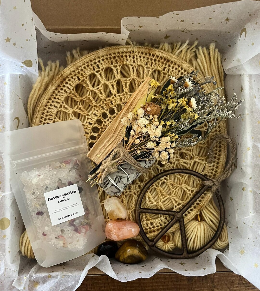 Hippie Boho Gift Box, Dreamcatcher, Bath Soak, Crystals - Etsy