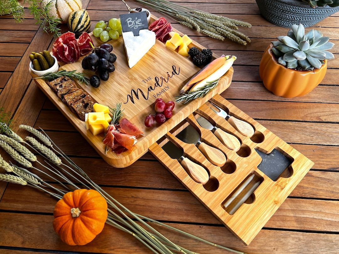 Personalized Charcuterie Board Set/11 Pcs Cheese Board and Knife Set ...