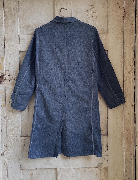 Antique French Workwear Duster: Blue Salt & Pepper Ch… - Gem