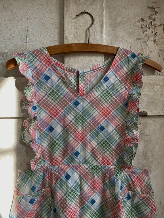Antique French Pinafore, Dress, Cotton cheque, summer… - Gem