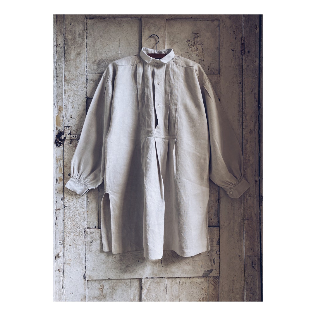 Antique French White Linen Smock, Artists Smock, Chemise De Nuit, Night ...