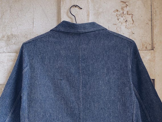 Antique French Workwear Duster: Blue Salt & Pepper Ch… - Gem
