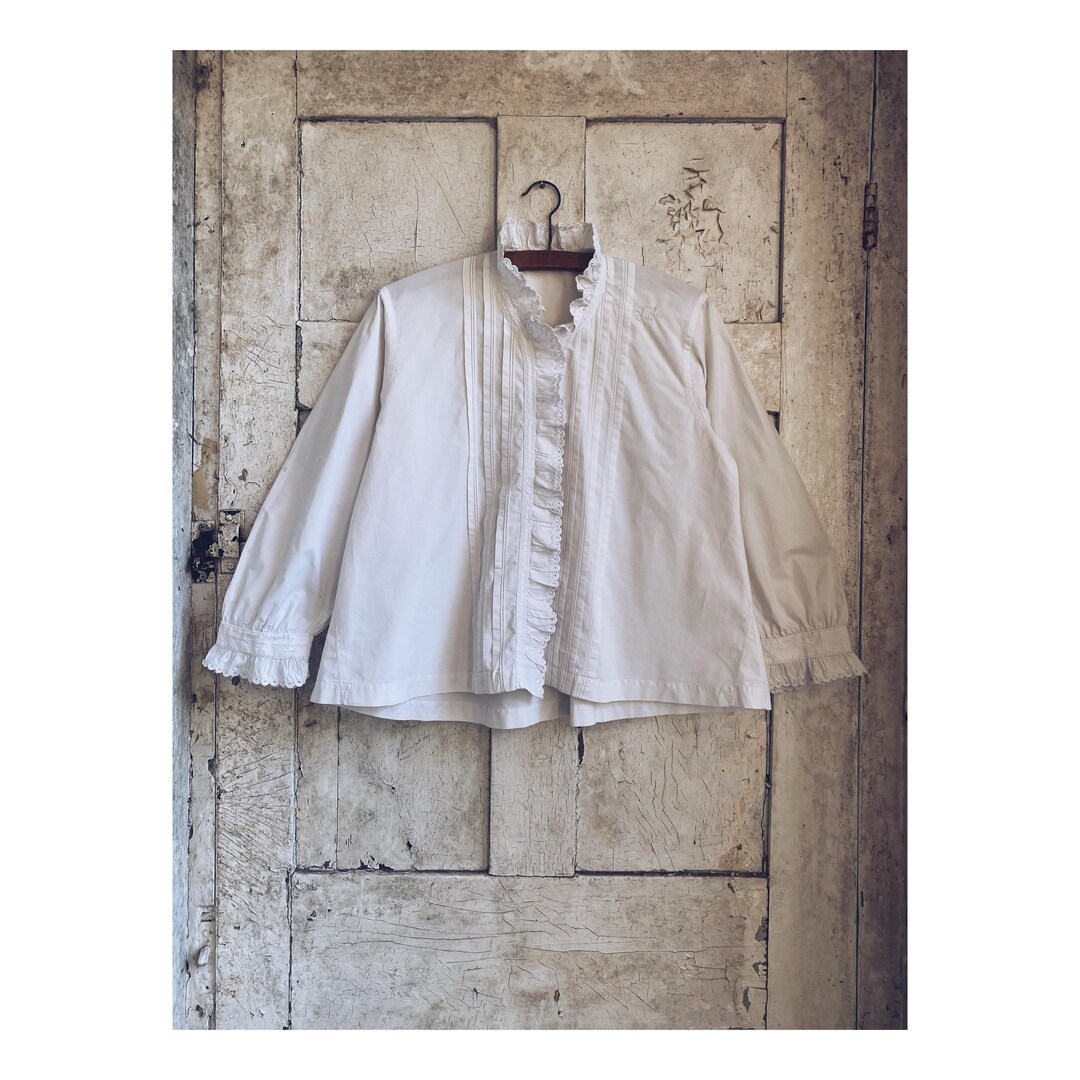 Antique French White Cotton Blouse, Chemisier, Shirt, Top, Pin Tuck ...