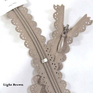 Lace Edge Zipper - 20cm 55cm 60cm - Decorative Lace Trim Zips - 9" 22 ...