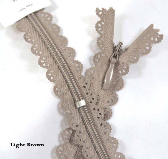 Pretty Lace-edged Stephanoise Zippers in Black, Pink, Grey, Lime, White ...