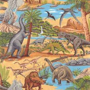 100% Cotton Fabric Fat Quarters | Dinosaur Fossils Skeleton Footprints ...